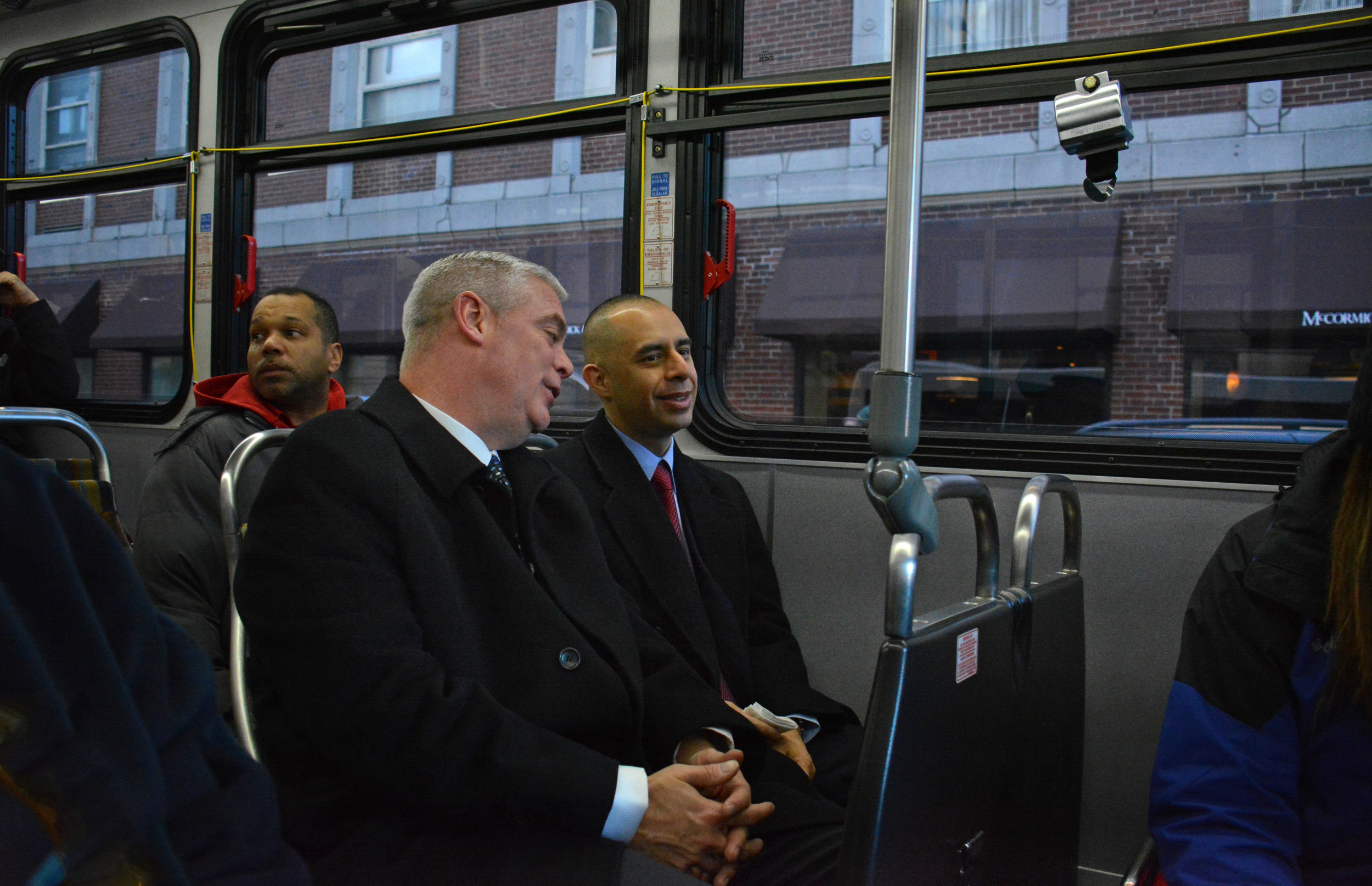 Elorza rides RIPTA bus to Kennedy Plaza for ribbon-cutting ceremony