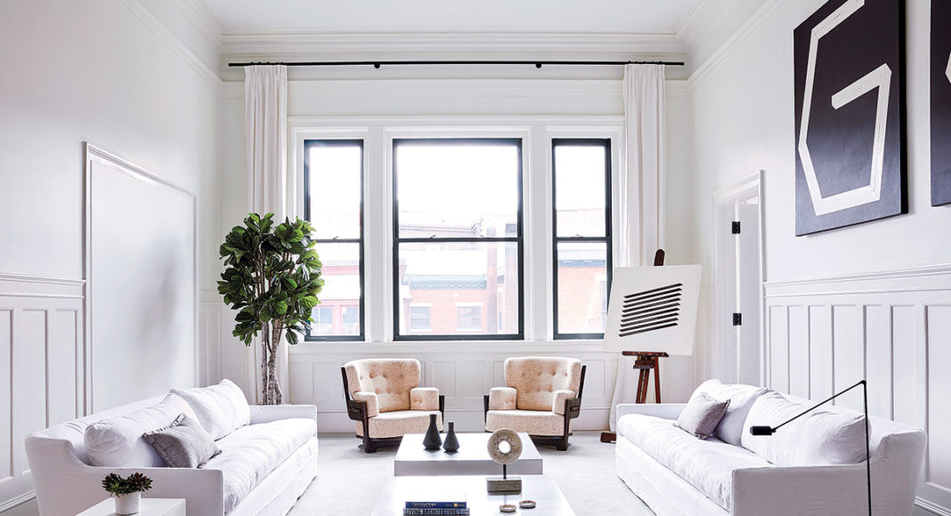 Conjoined commercial buildings converted to luxury apartments, retail