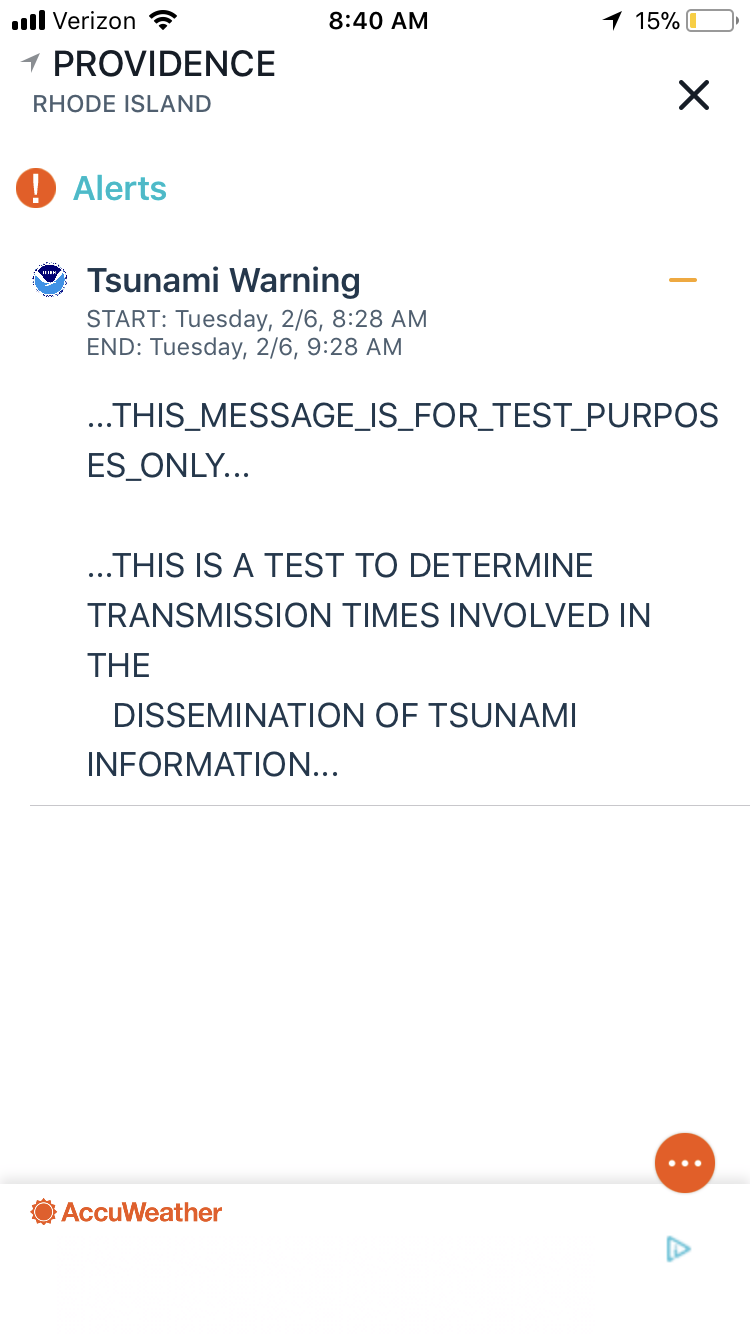 Rhode Islanders receive erroneous tsunami warning